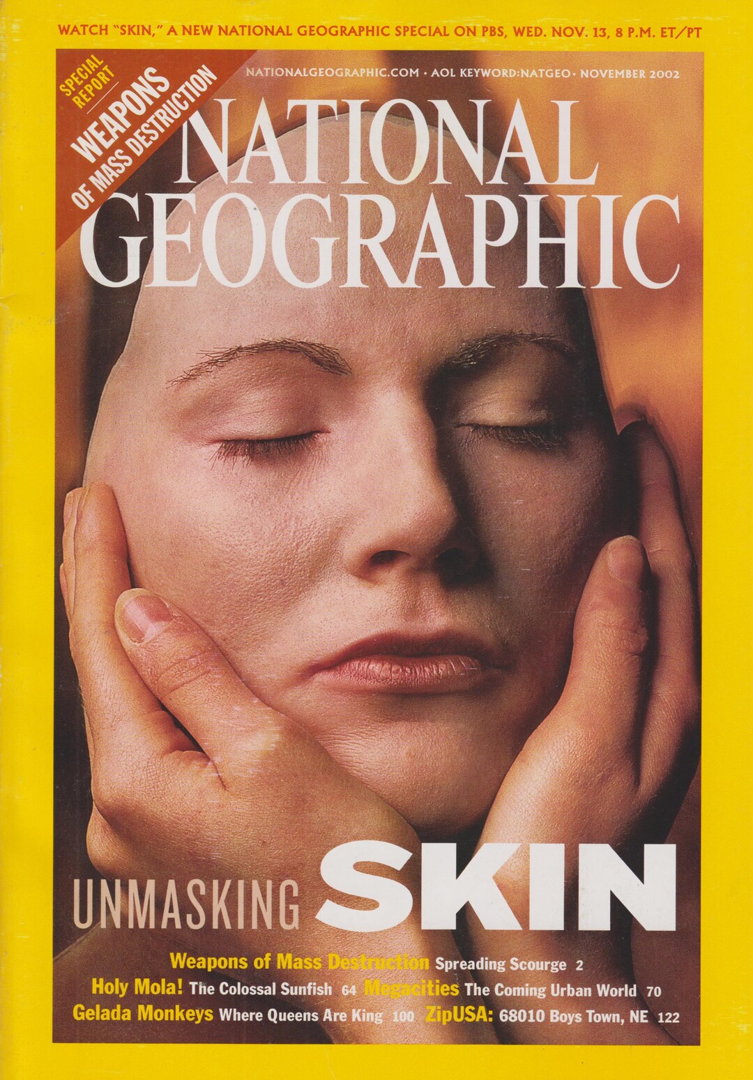 National Geographic Magazine - November 2002 - Unmasking Skin - Etsy