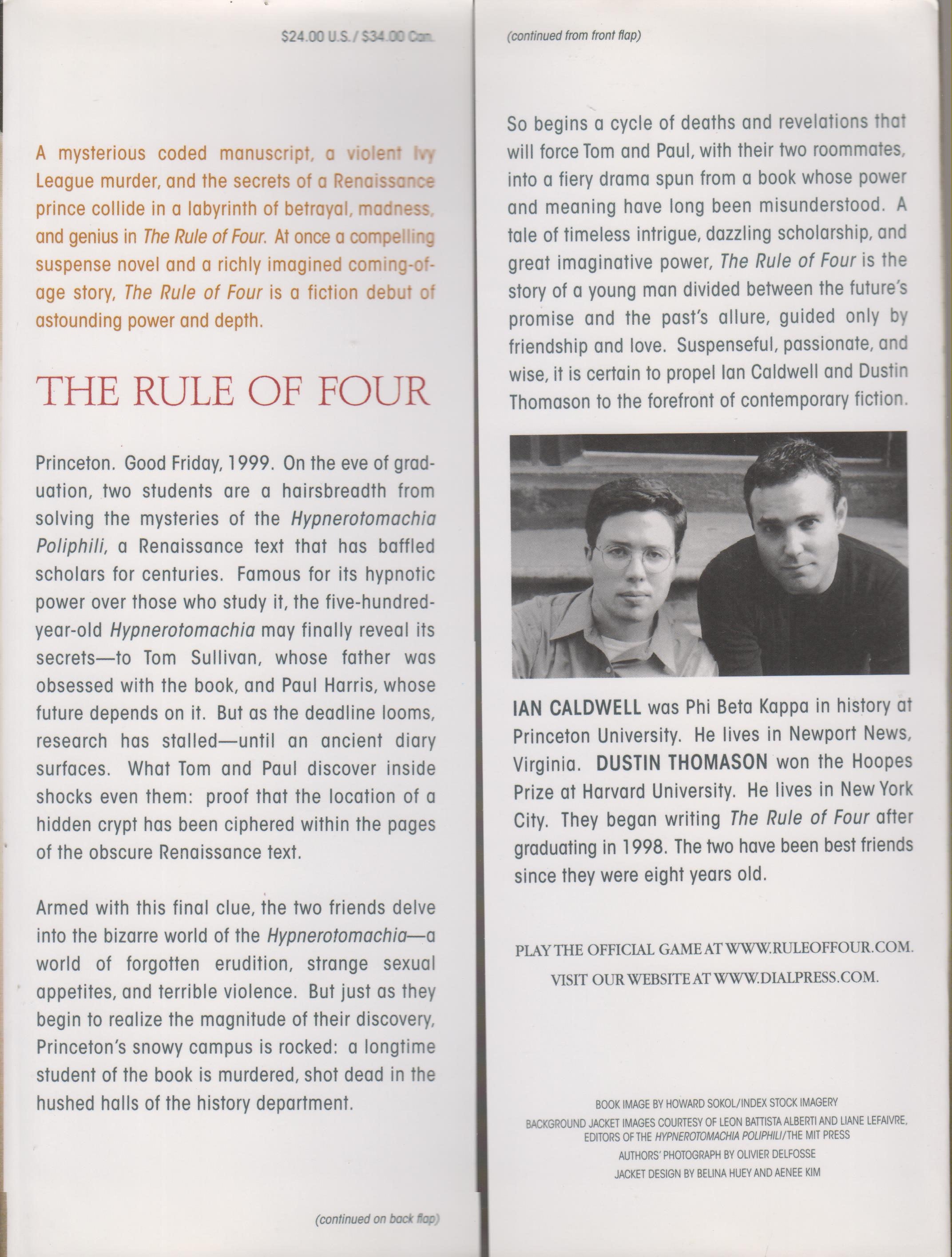 The Rule of Four by Ian Caldwell & Dustin Thomason (Hardcover, Mystery ...