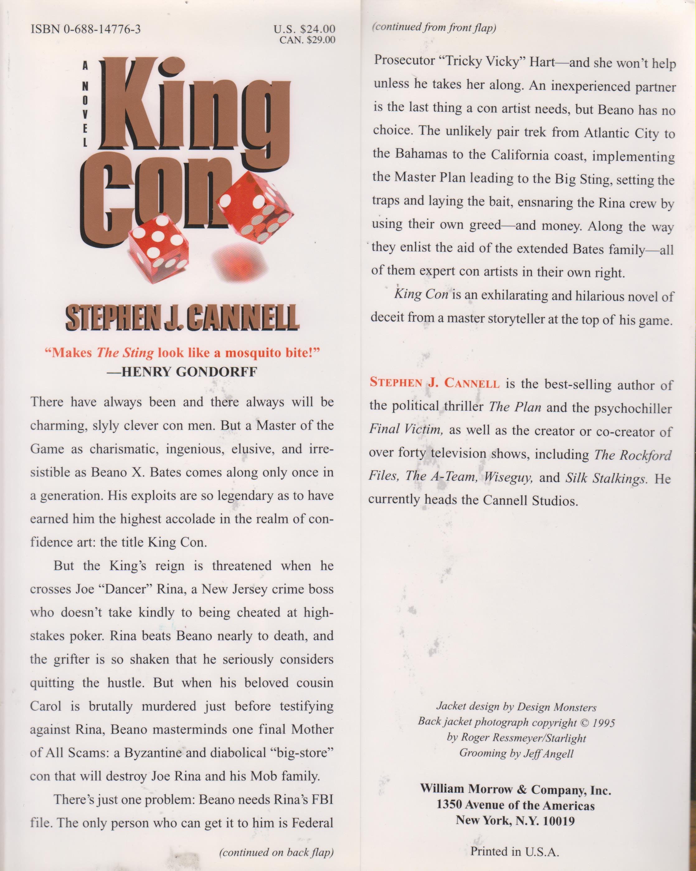 King Con by Stephen J Cannell (Hardcover: First Edition, Crime) 1997