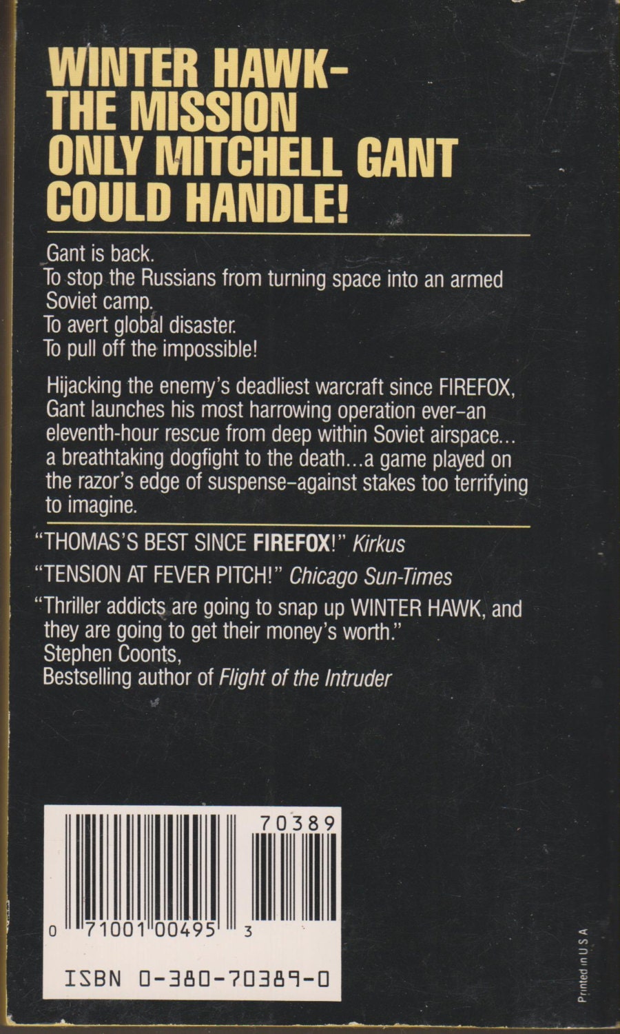 Winter Hawk by Craig Thomas (Paperback, Suspense)