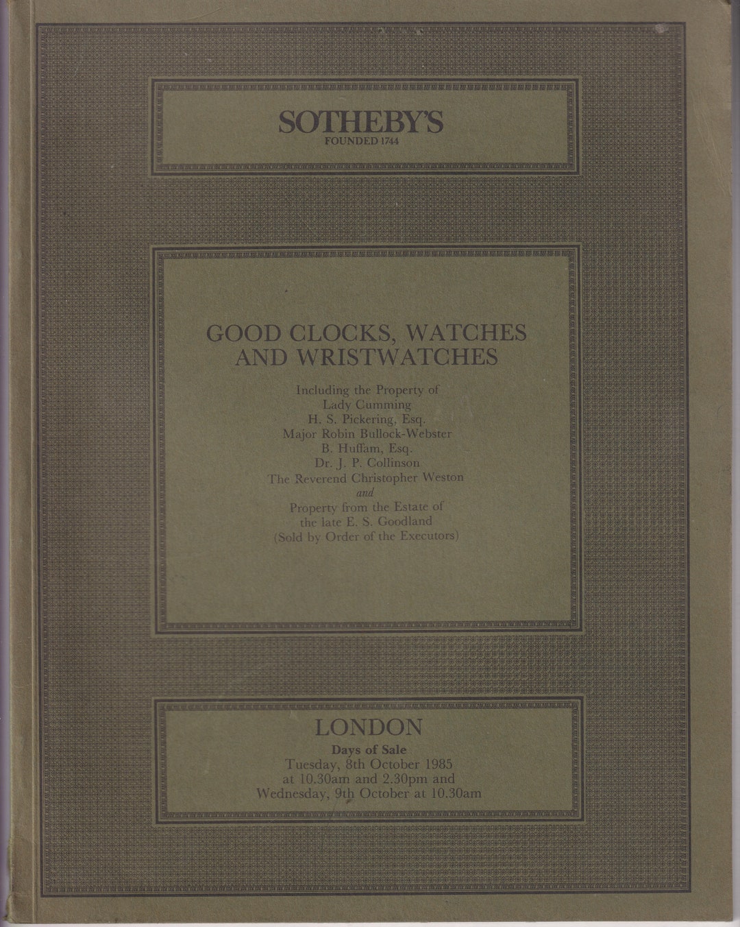 Sotheby's Good Clocks, Watches and Wristwatches London October 8, 1985 ...