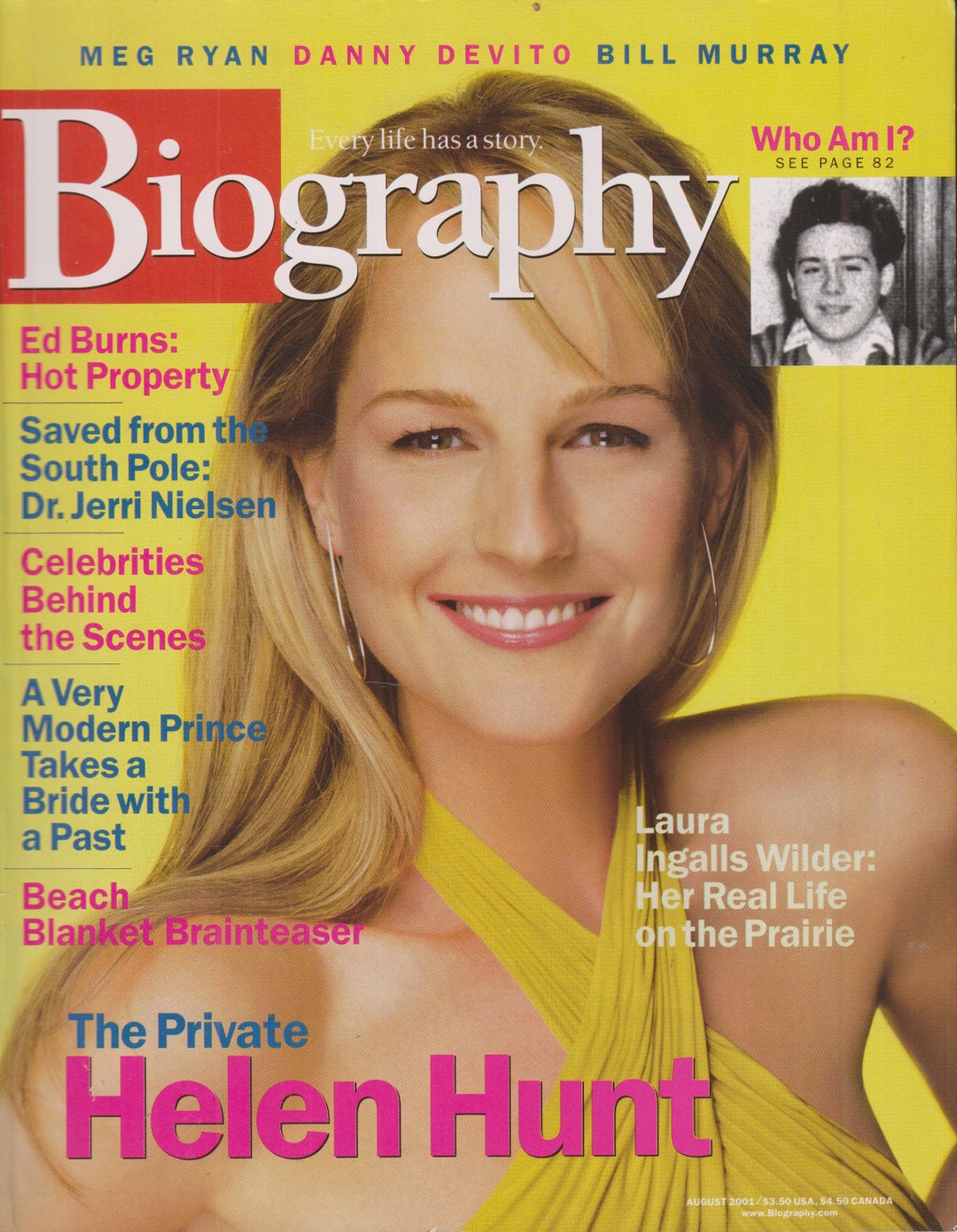 Biography August 2001 the Private Helen Hunt, Laura Ingalls Wilder ...