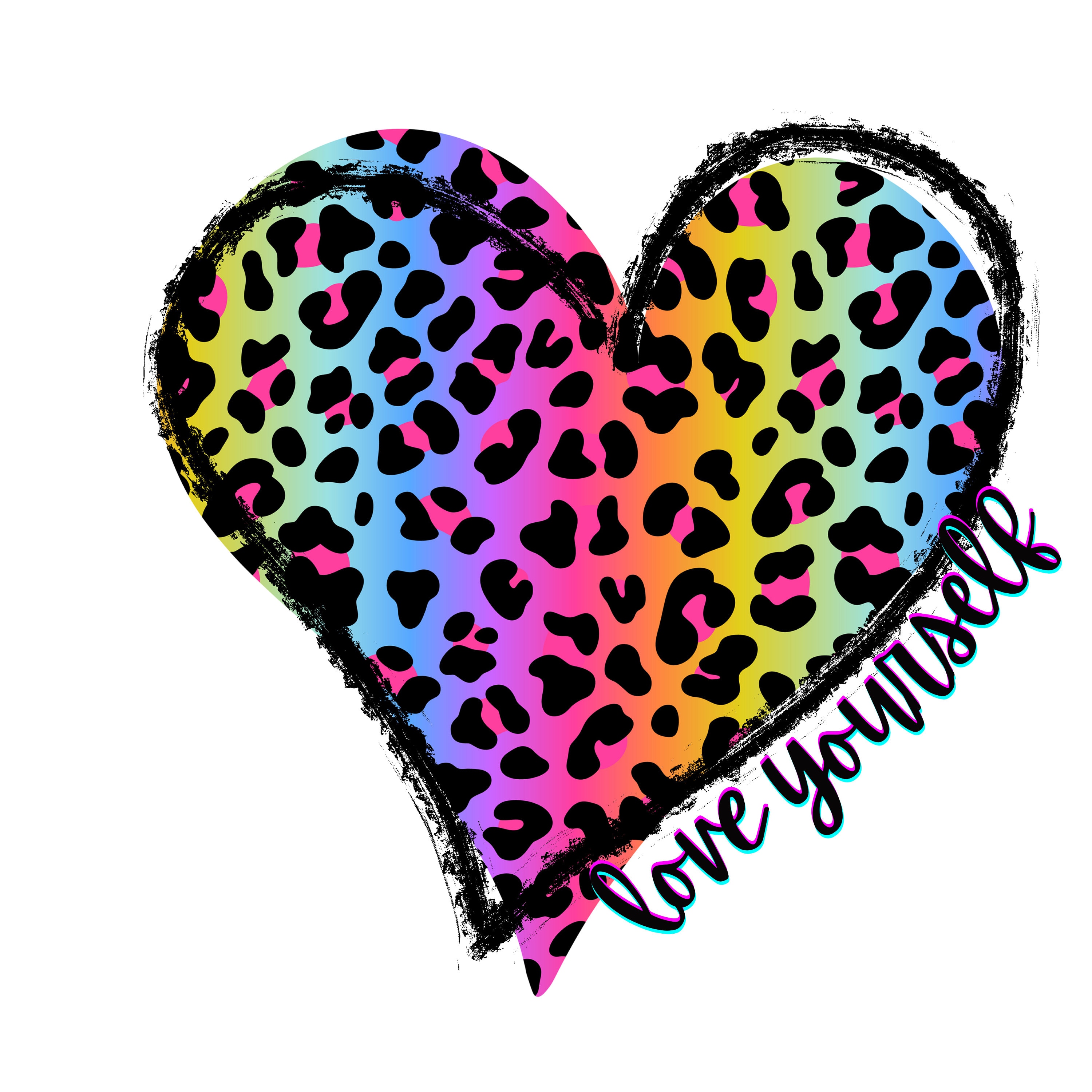 Lisa Frank Inspired Love Yourself PNG Transparent Background - Etsy