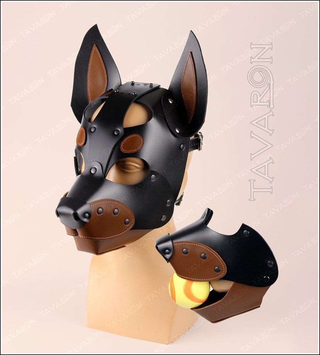 Leather Doberman Mask, Leather Dog Mask, Leather Pup Hood, Moving Jaw ...
