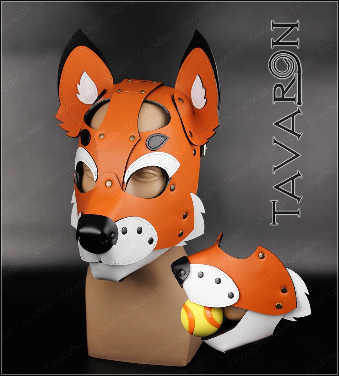 Leather Fox Mask, Leather Wolf Mask, Leather Pup Hood, Moving Jaw Mask ...