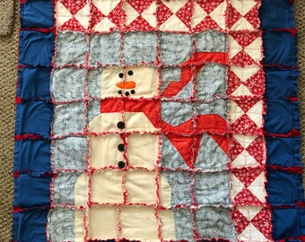 Snowman Rag Quilt - Etsy