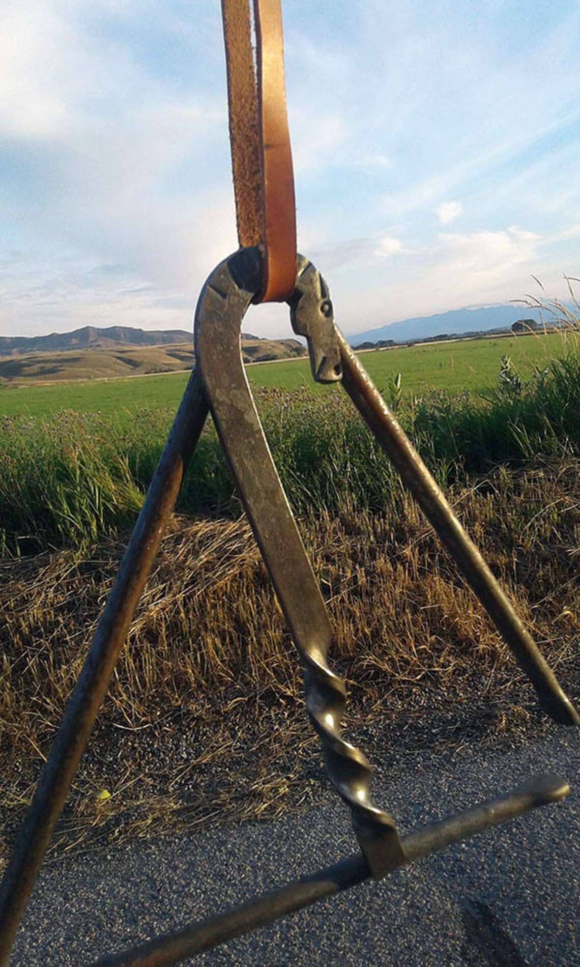On Sale Now Cowboy Triangle Dinner Bell With Horse Head Ringer - Forged ...
