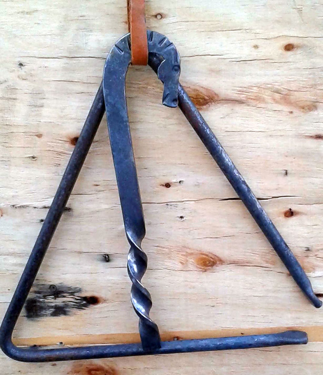 On Sale Now Cowboy Triangle Dinner Bell With Horse Head Ringer - Forged ...