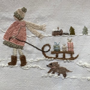 Girl in the Snow PDF Embroidery Pattern - Etsy