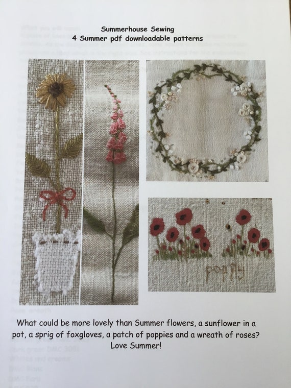 4 Summer Pdf Patterns to Embroider | Etsy