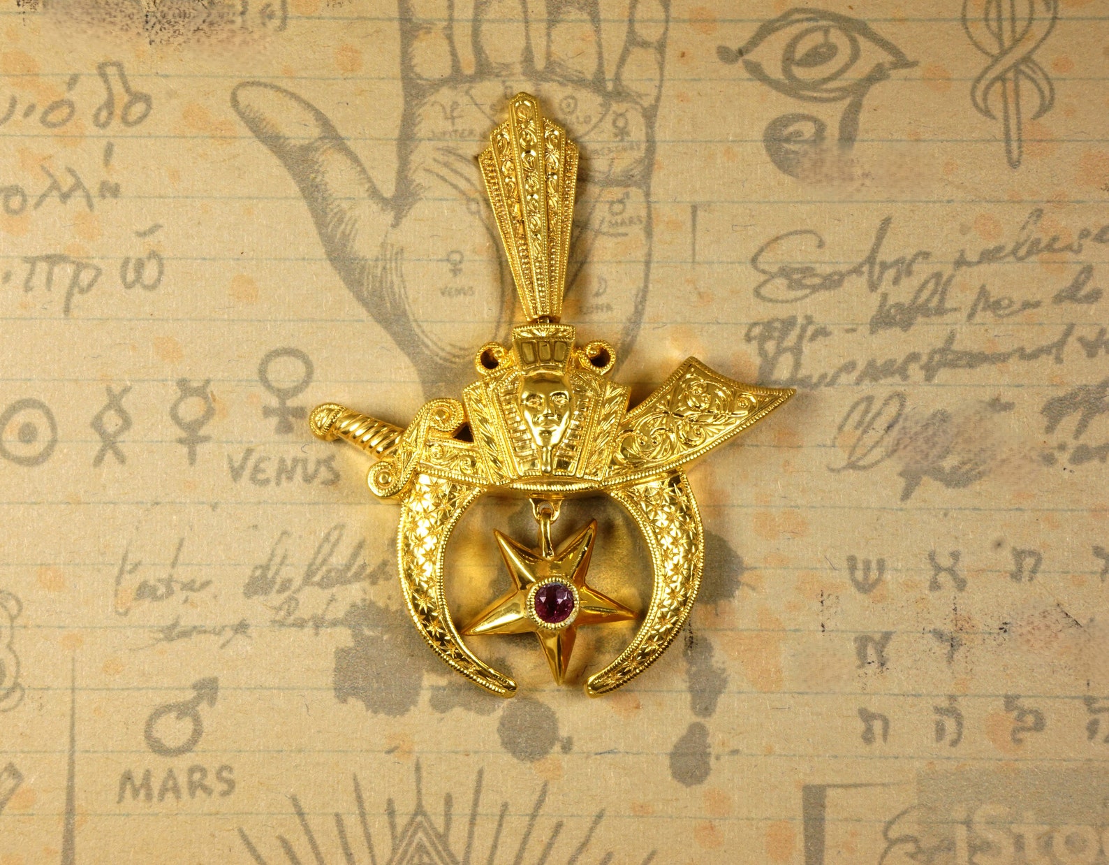 Masonic Pendant, Masonic Symbol, 14K Gold Pendant, Big, Heavy, Massive ...