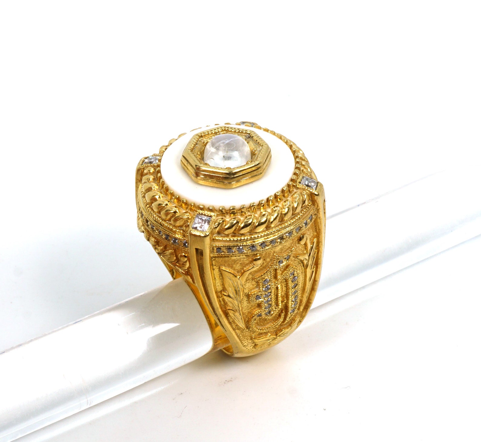 Coin Ring, Big Unisex Ring, Heavy Ring, Round Ring, 14K Gold, Diamonds ...