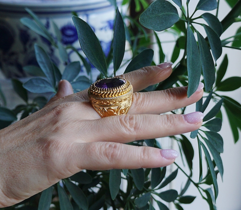 Oversize Ring Very Big Ring Large Heavy Ring Gold-diamond Bishop Ring ...