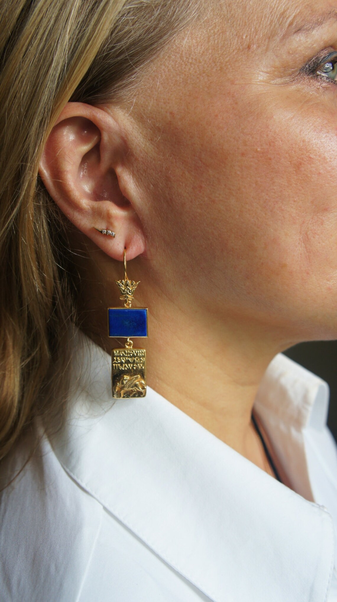 Ancient Earring - Babylon Earring - Assyrian Earring - Lapis Lasuli ...