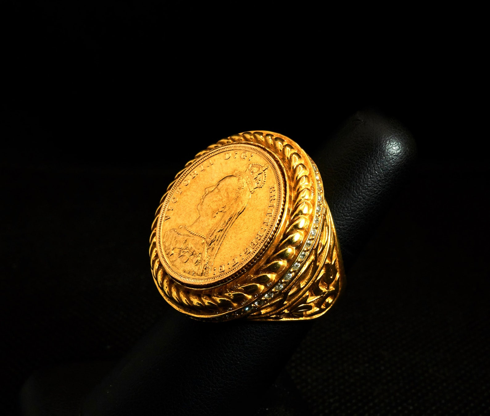 Coin Ring, Big Men's Ring, Heavy Ring, Round Ring, 14K Gold, Diamonds ...