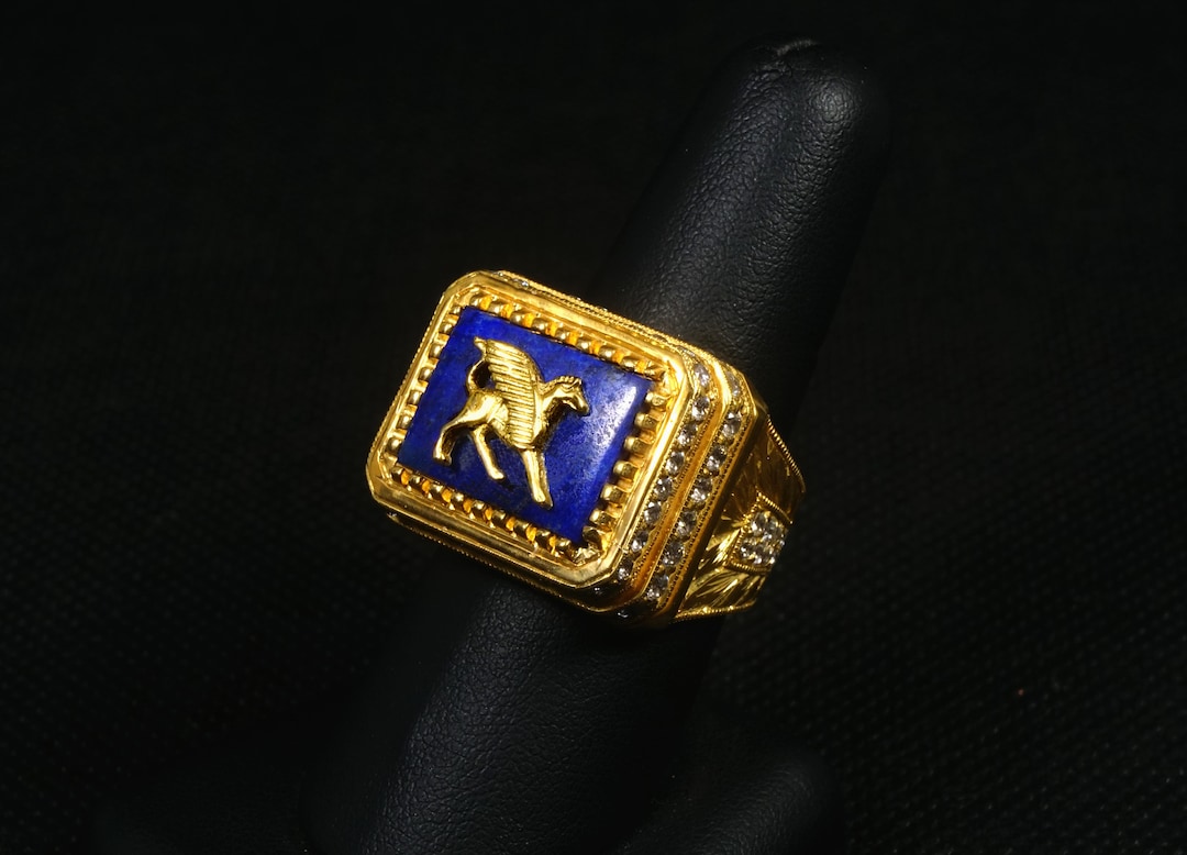 Babylon Ring Assyrian Ring Lapis Lasuli Ring Ancient Ring Big14k Gold ...
