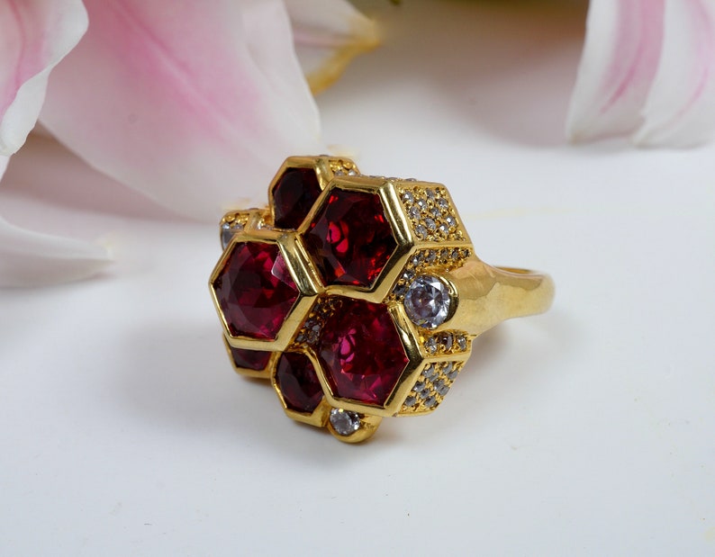 Oversize Ring Big Cocktail Ring Large Heavy Ring Art Deco Ring Multi ...