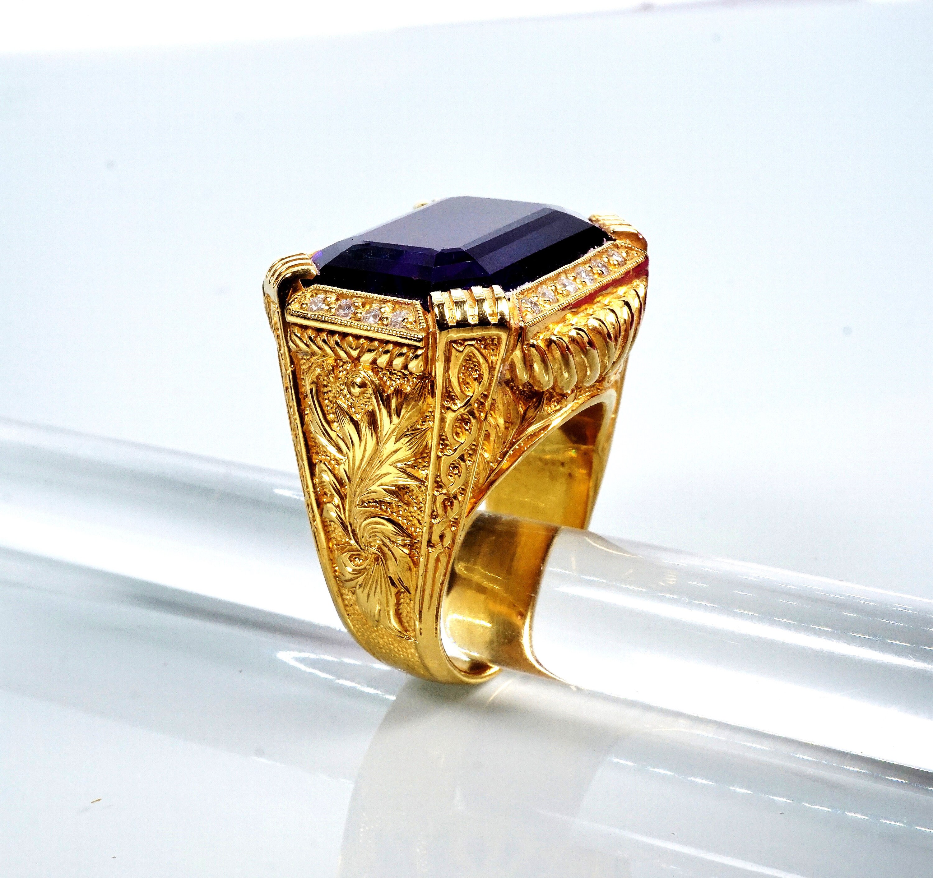 Oversize Ring – Very Big Ring - Large Ring - Gold-diamond Bishop Ring ...