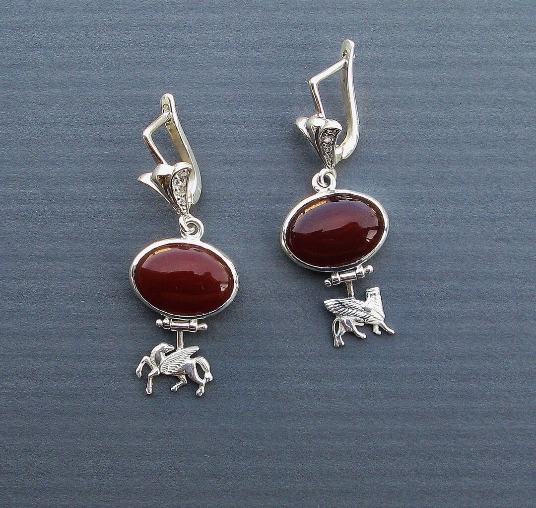 Ancient Ear Ring - Babylon Ear Ring - Assyrian Ear Ring - Carnelian Ear ...