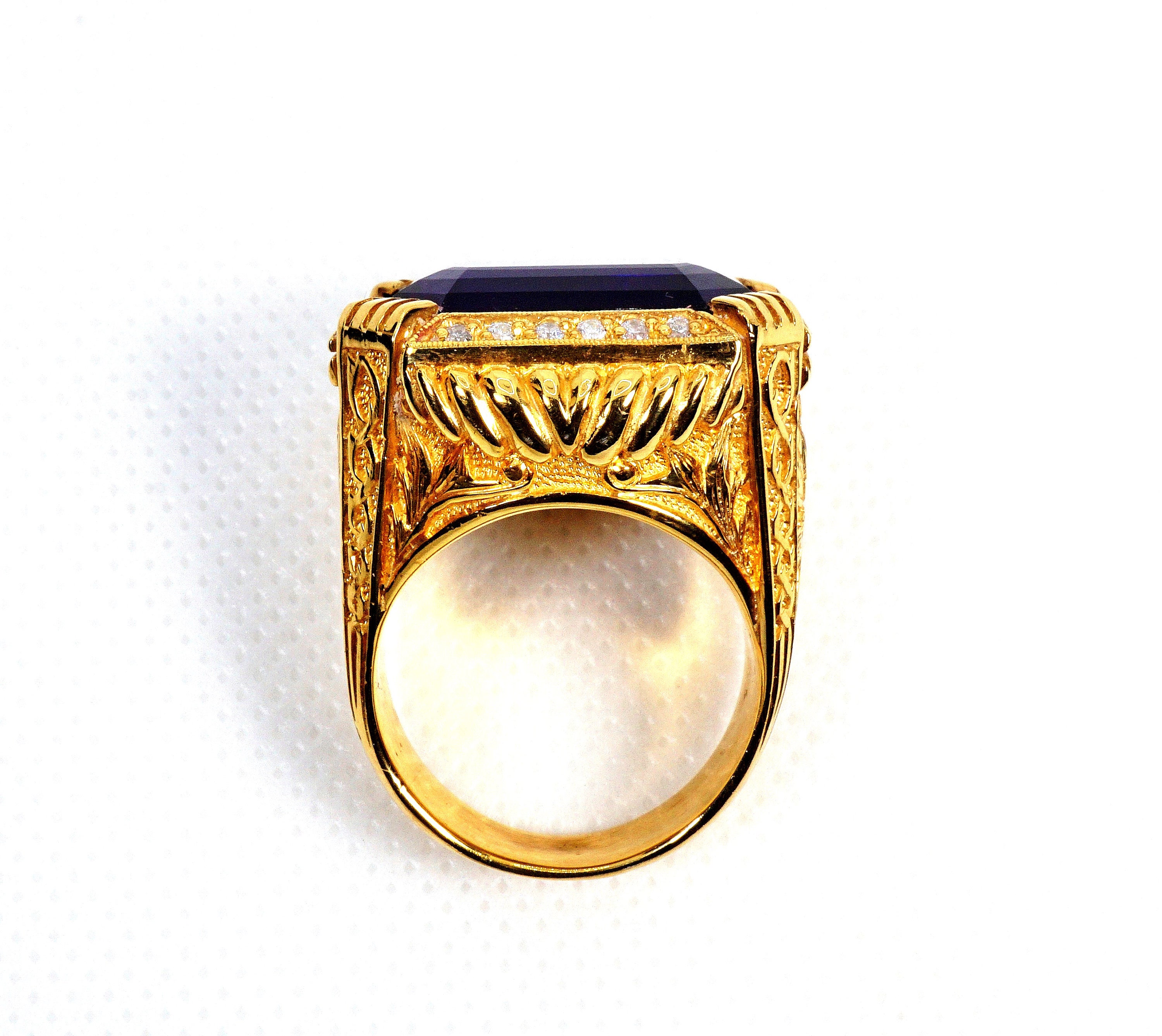 Oversize Ring – Very Big Ring - Large Ring - Gold-diamond Bishop Ring ...