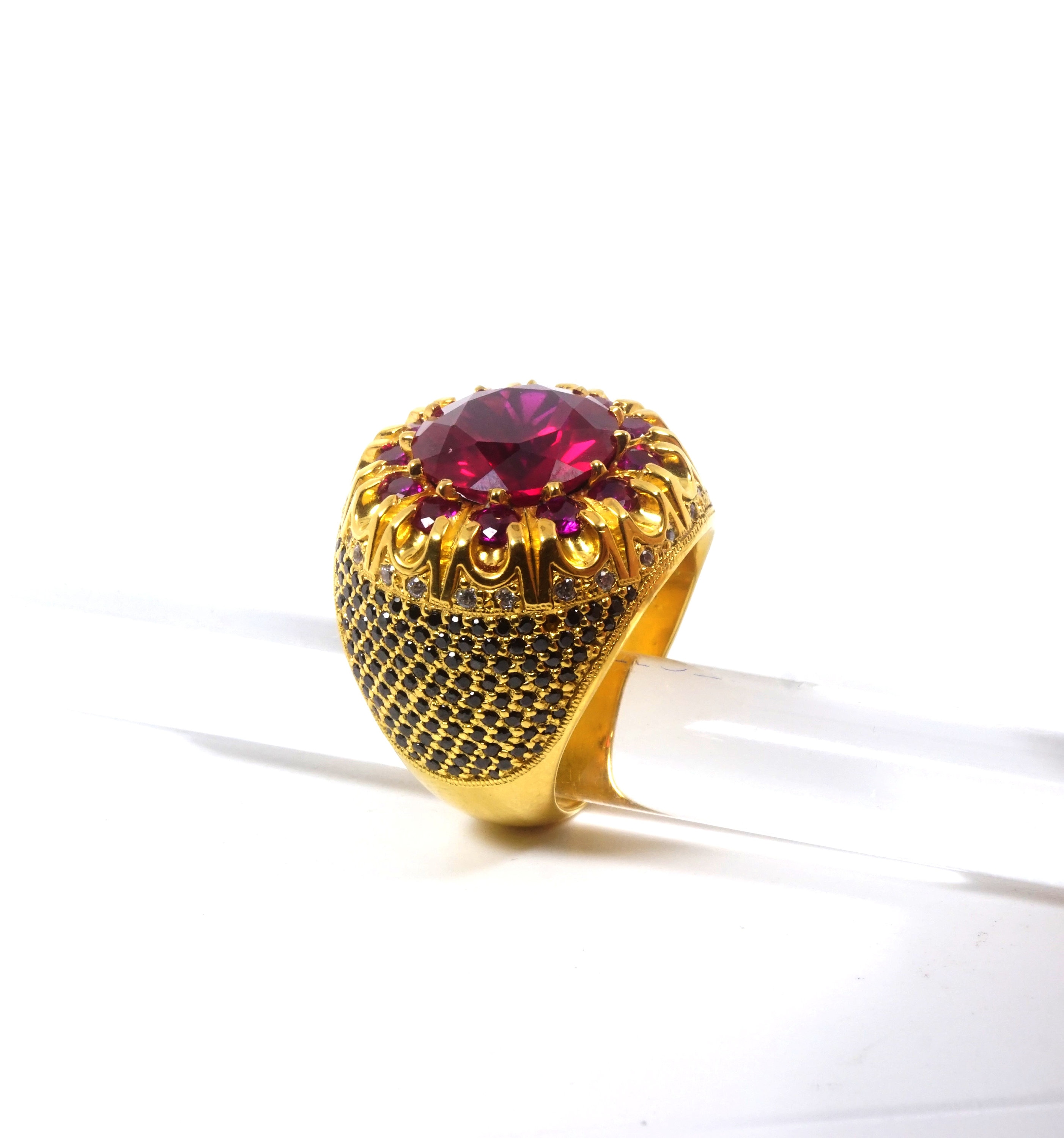 Gold Bishop Ring, Episcopal Ring, Ruby Ring, Diamond Ring, Round Men ...