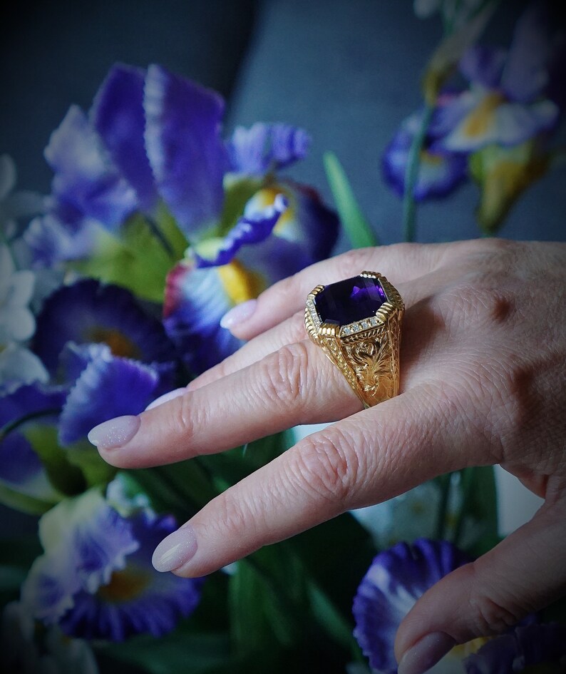 Oversize Ring – Very Big Ring - Large Ring - Gold-diamond Bishop Ring ...