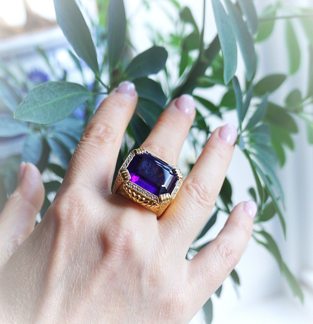 Oversize Ring – Very Big Ring - Large Ring - Gold-diamond Bishop Ring ...