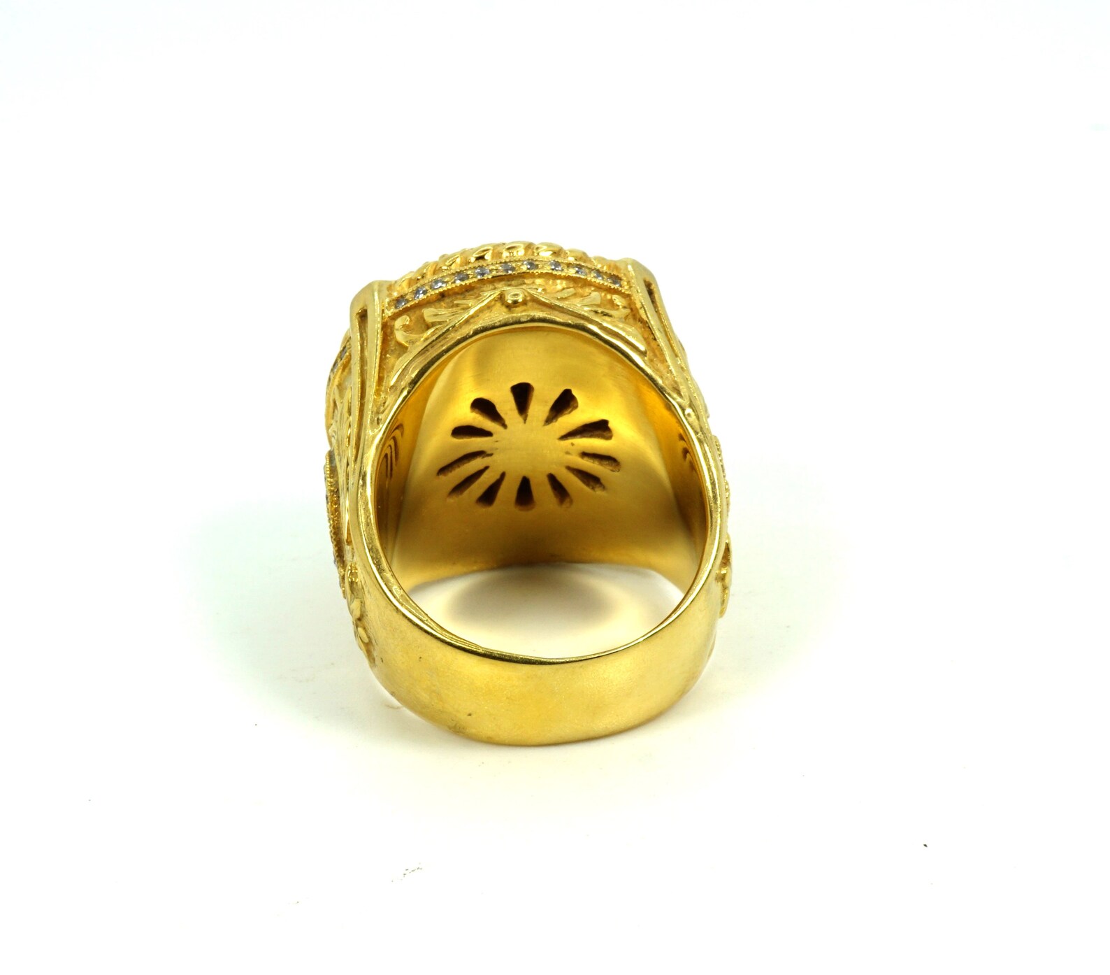 Coin Ring, Big Unisex Ring, Heavy Ring, Round Ring, 14K Gold, Diamonds ...