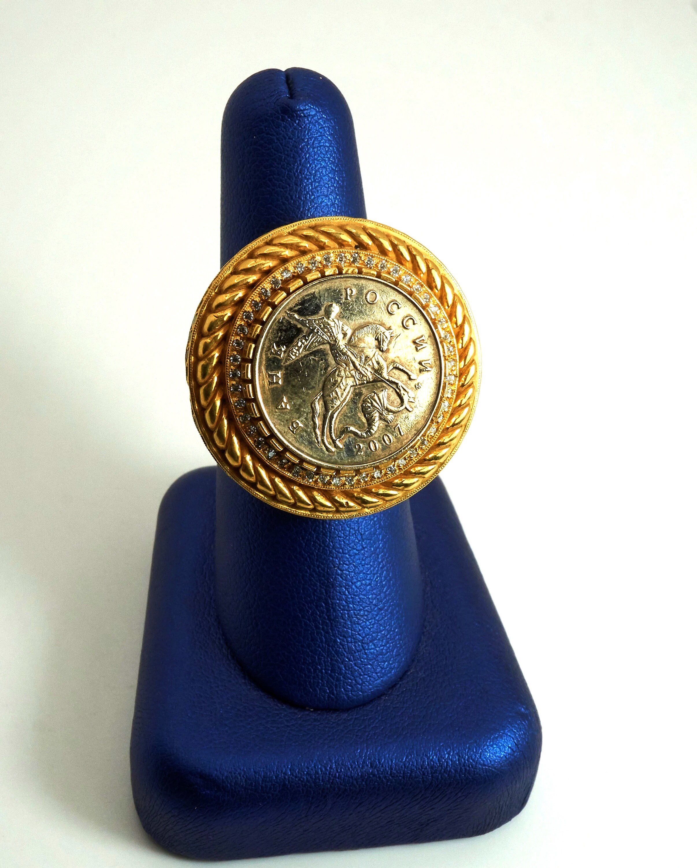 Coin Ring, Big Man's Ring, 14K Gold, Diamonds, Classic - Etsy
