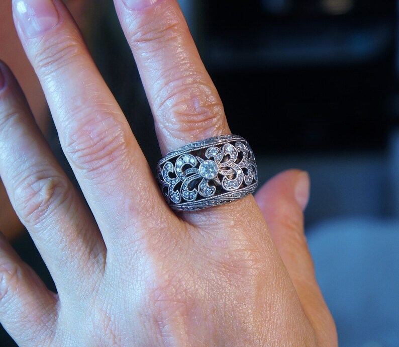 Extremely Large Diamond Ring 18K White Gold Very Big Ring Diamond Ring ...