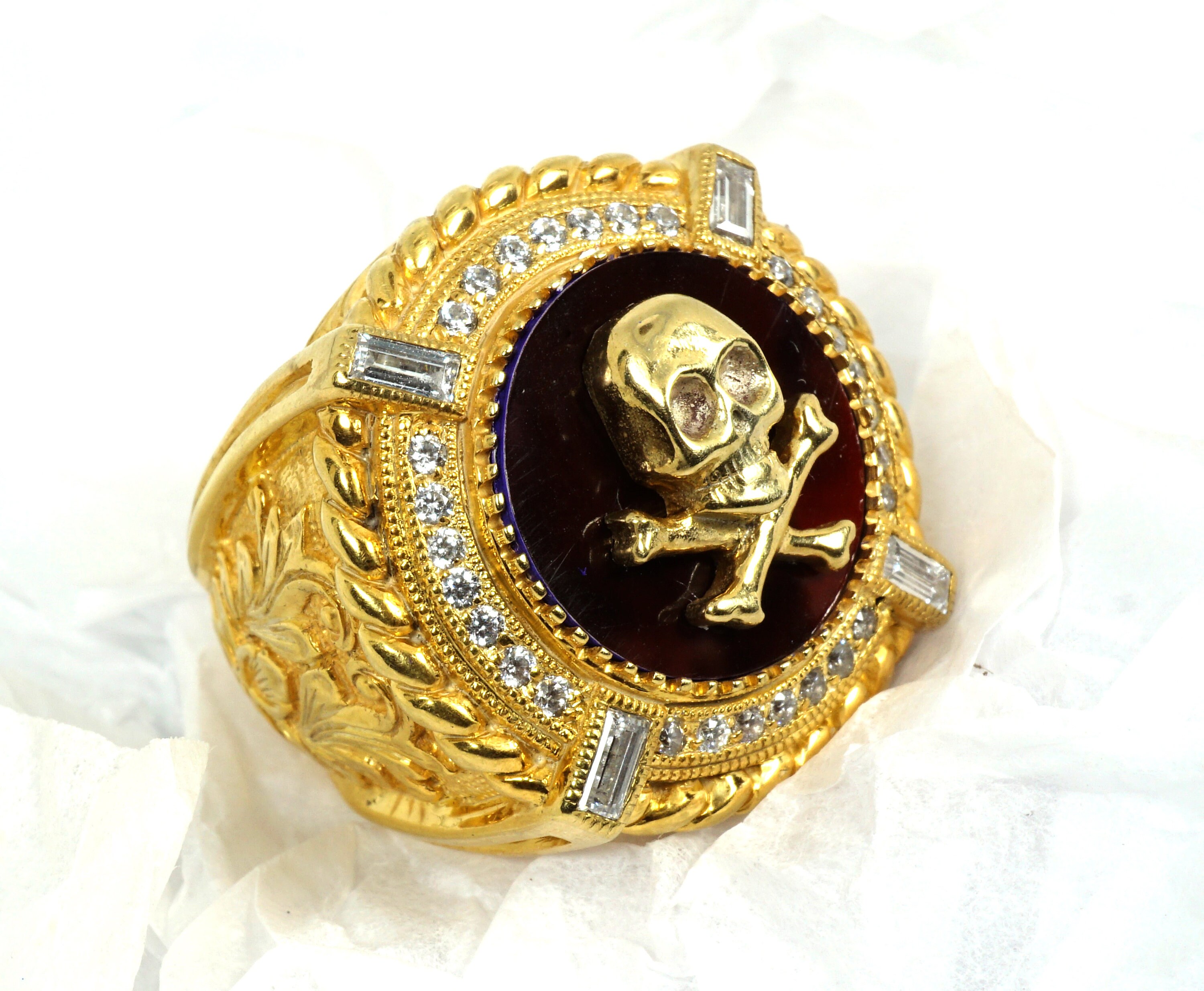 Coin Ring, Big Man Ring, Heavy Ring, Round Ring, 14K Gold, Diamonds ...