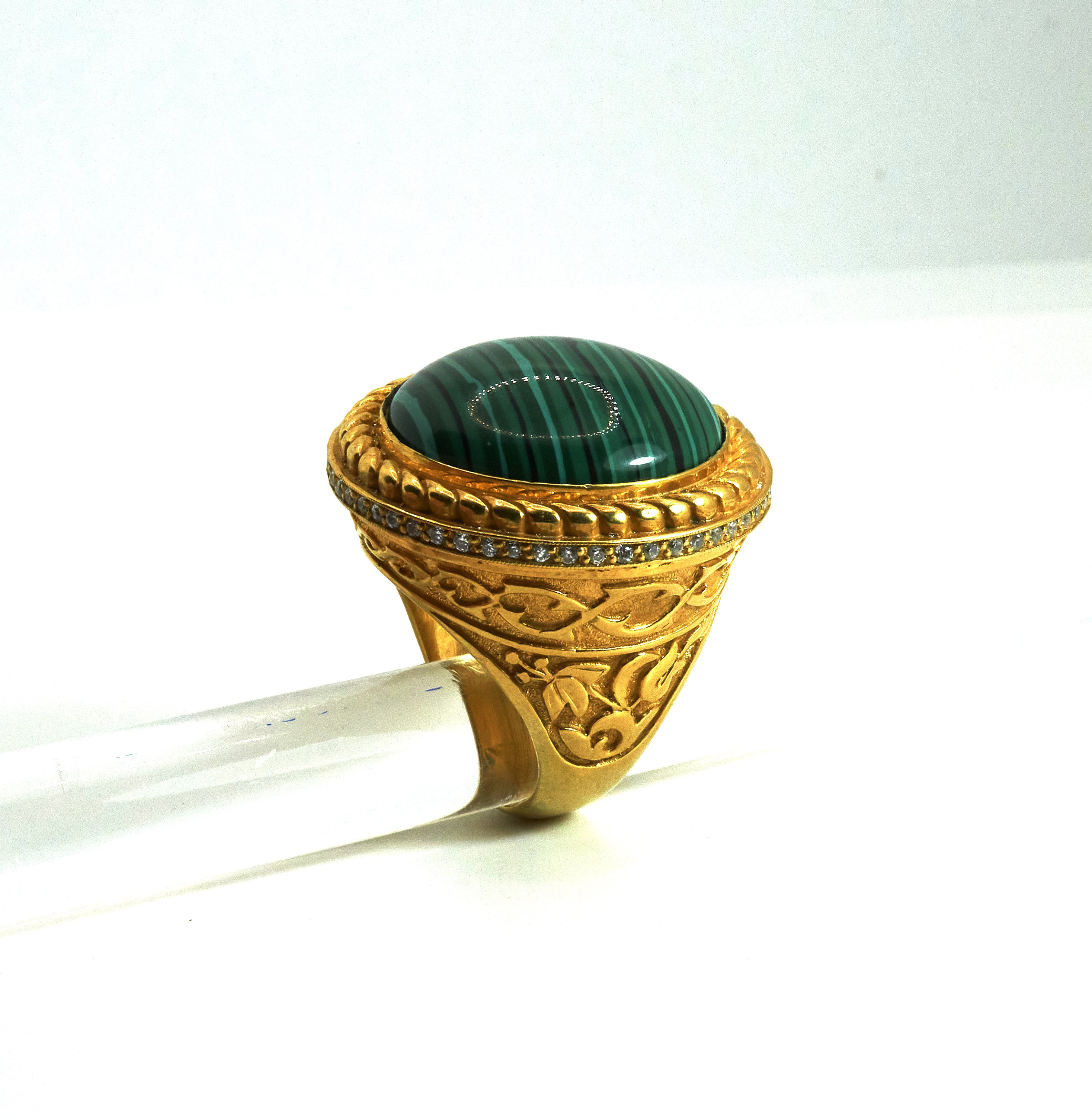 Big Gold Ring, Round Ring, Big Men's Ring, Havy Gold Ring, Malachite ...