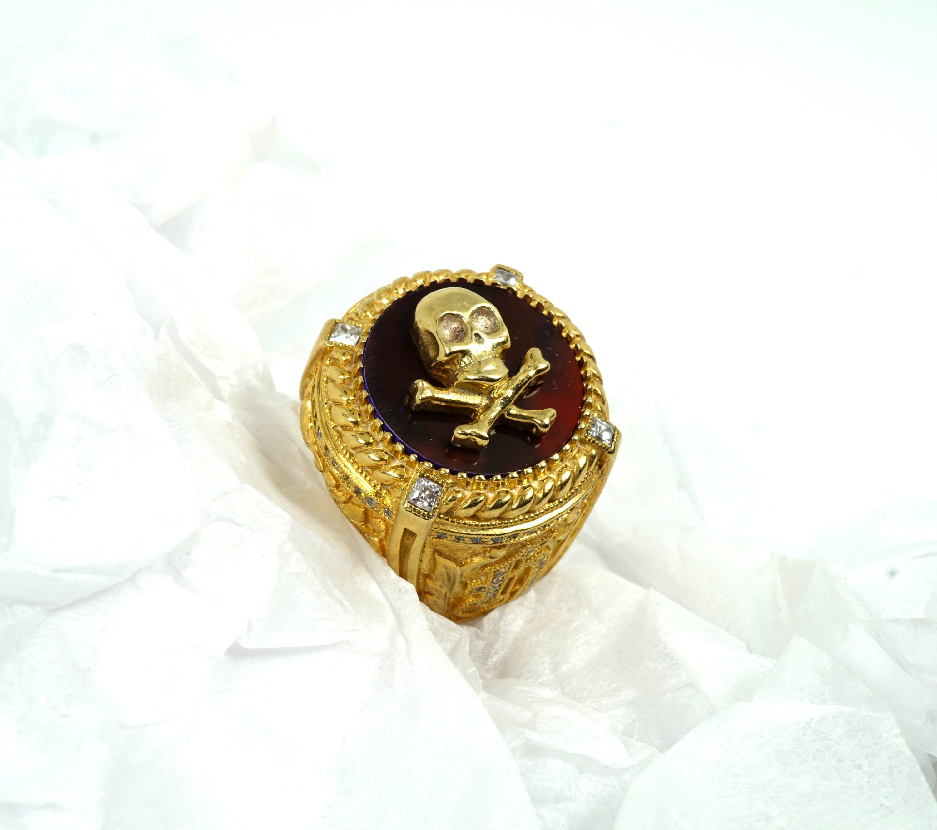 Coin Ring, Big Unisex Ring, Heavy Ring, Round Ring, 14K Gold, Diamonds ...