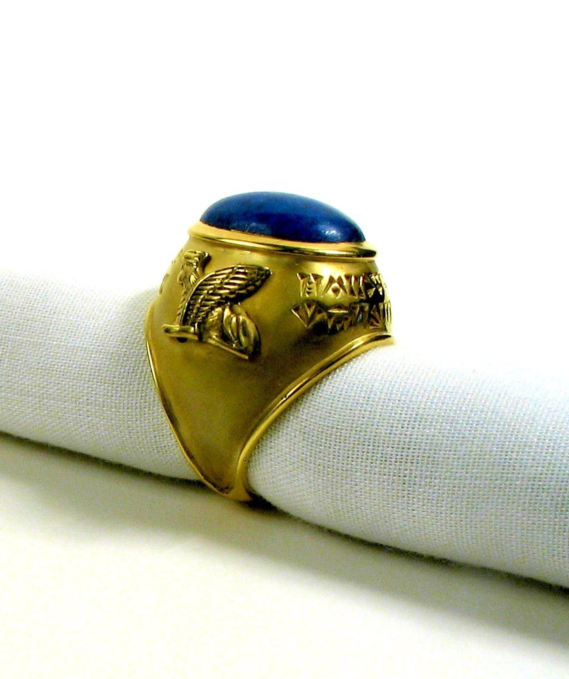 Babylon Ring - Assyrian Ring - Lapis Lasuli Ring - Ancient Ring - 14K ...