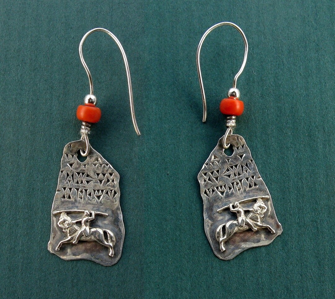 Ancient Earring - Babylon Earring - Assyrian Earring - Sterling Silver ...