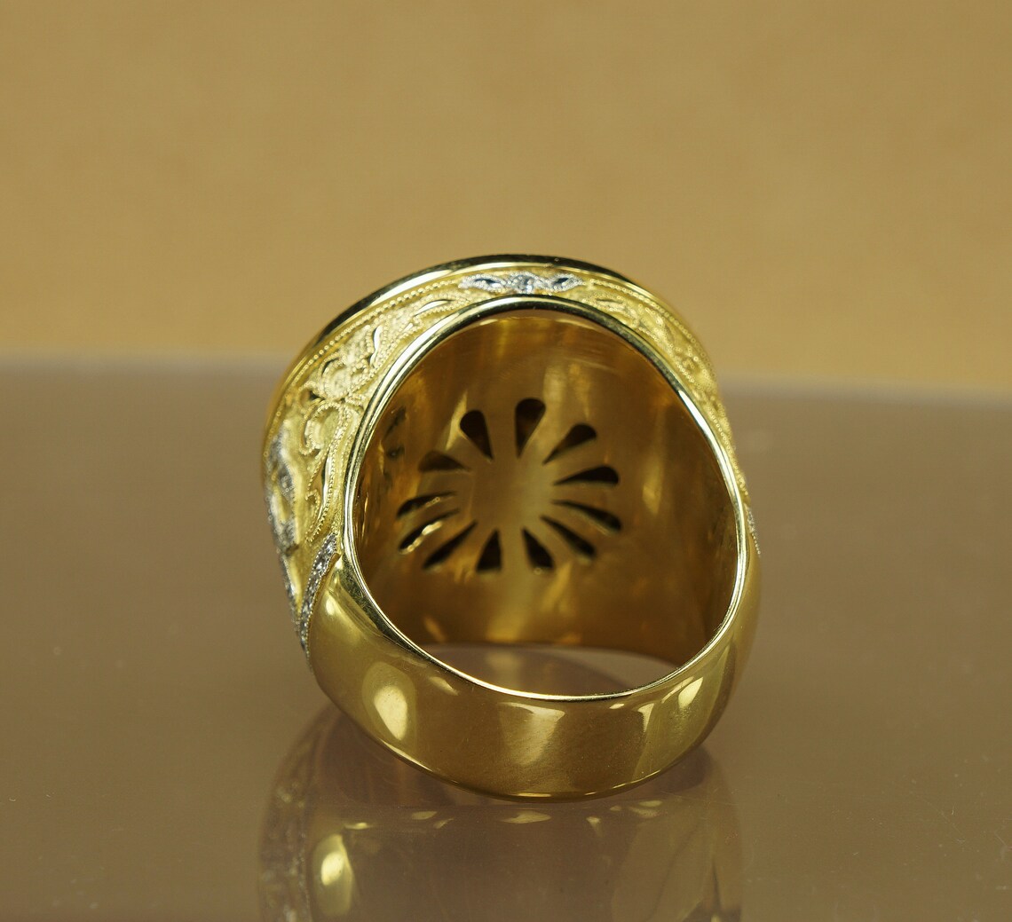 Coin Ring - Big Men's Ring - Signed Ring - Monogram - 18K Gold ...