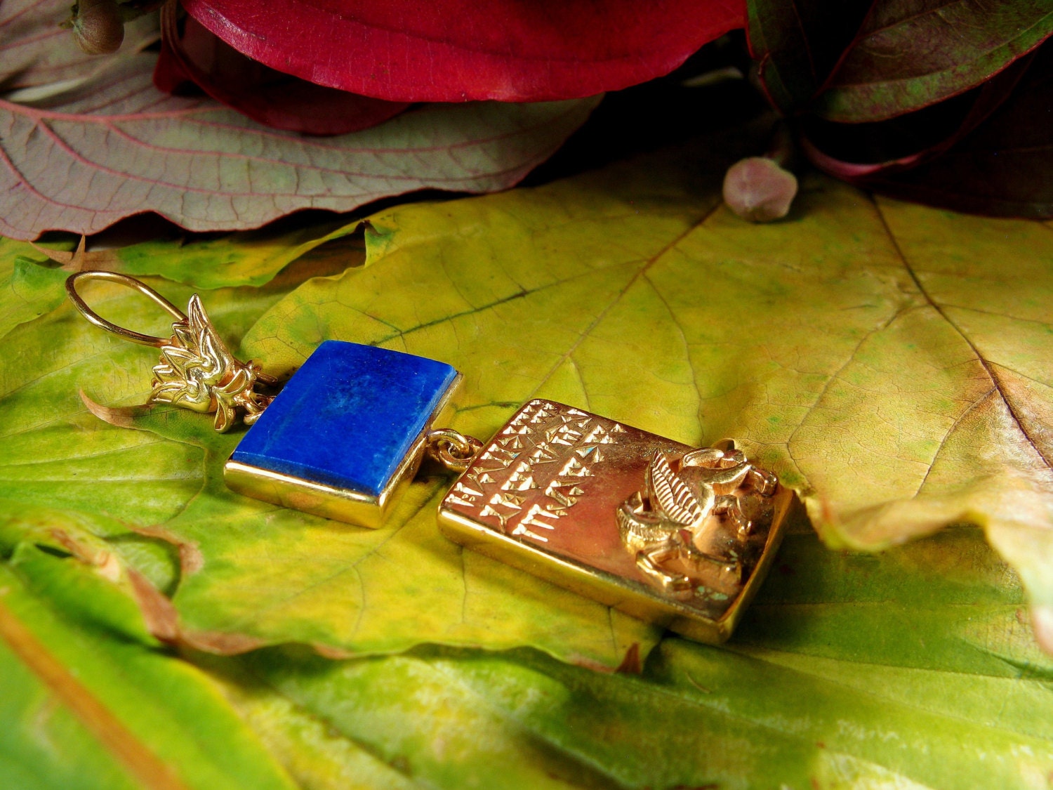 Ancient Earring - Babylon Earring - Assyrian Earring - Lapis Lasuli ...