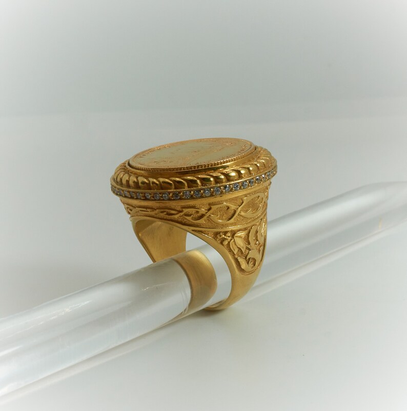 Coin Ring Big Men's Ring Heavy Ring Round Ring 14K - Etsy