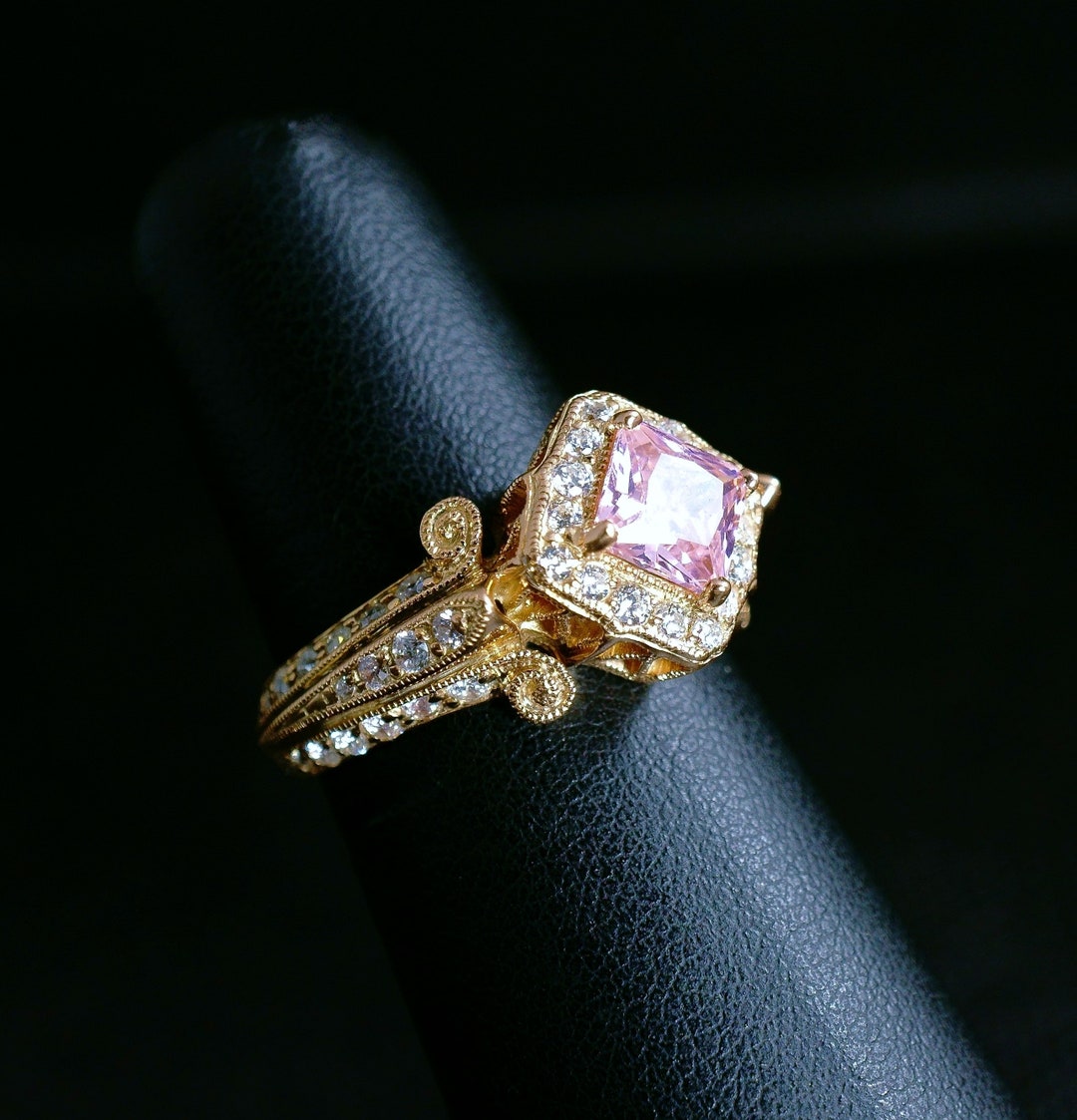 Rose Gold Engagement Ring – Morganite Engagement Ring – Square Stone ...