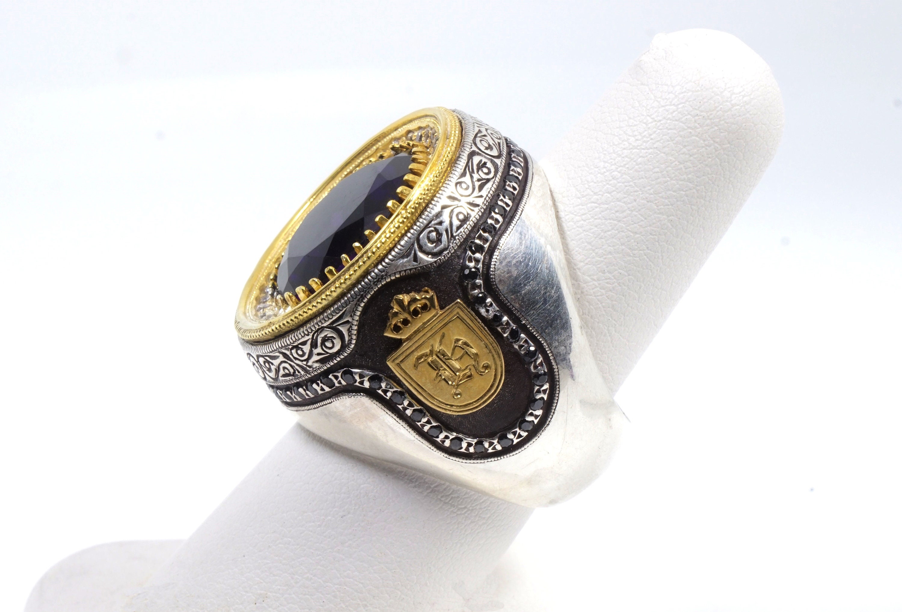 Bishop Ring, Big Men's Ring, Round Ring, Big Amethyst Ring, Diamonds ...