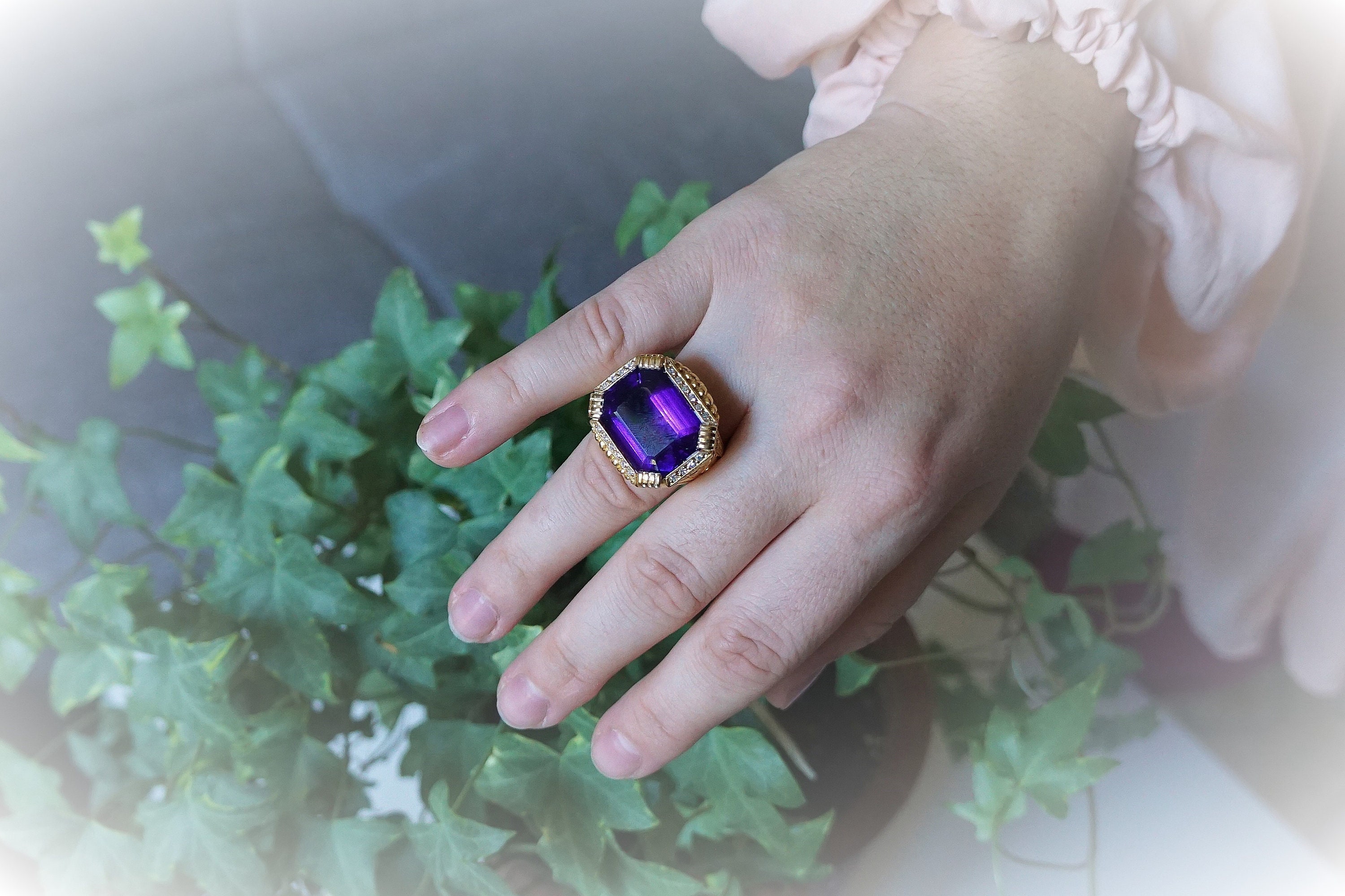 Oversize Ring – Very Big Ring - Large Ring - Gold-diamond Bishop Ring ...