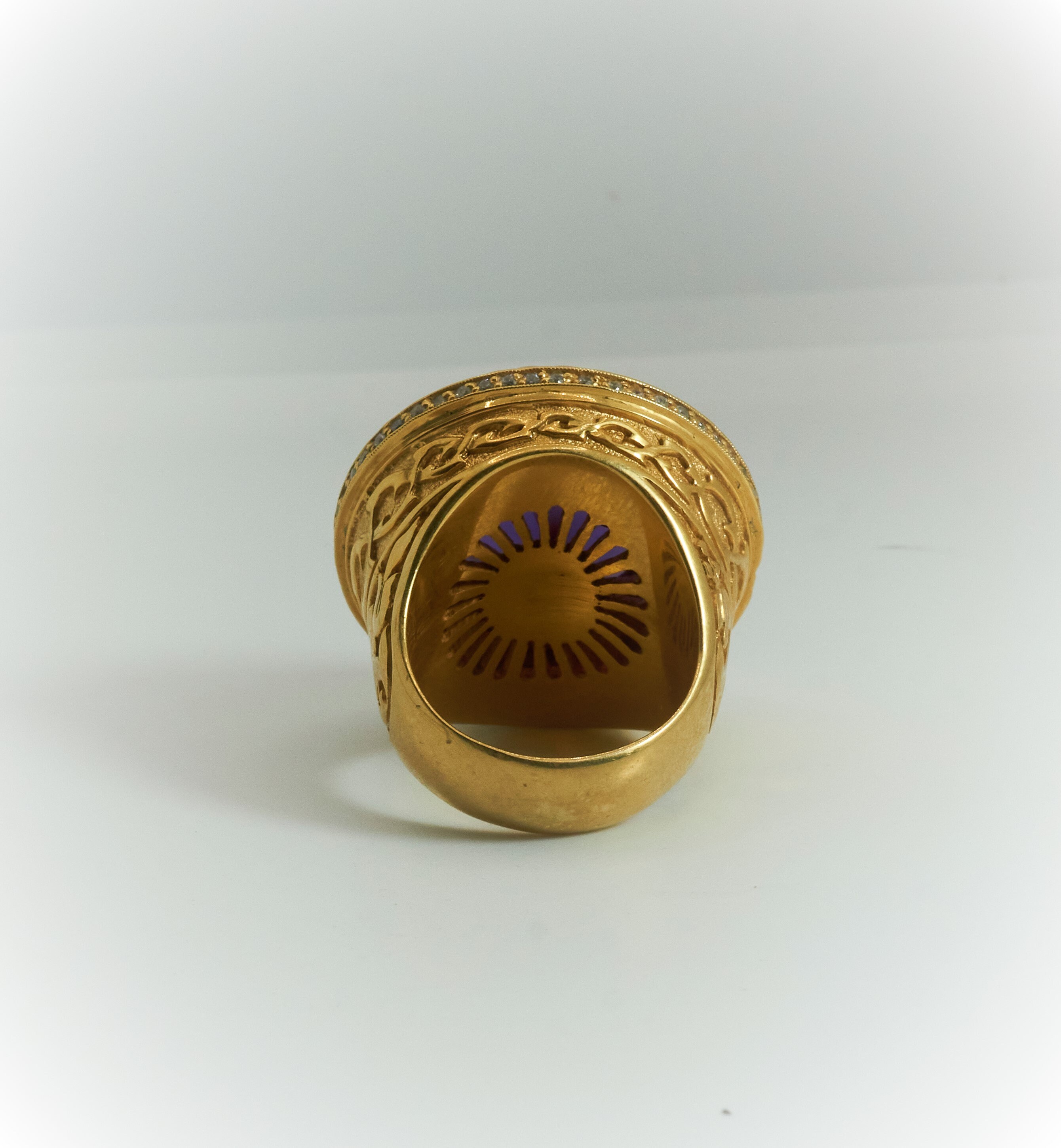 Gold-diamond Bishop Ring Round Ring Big Men's Ring - Etsy