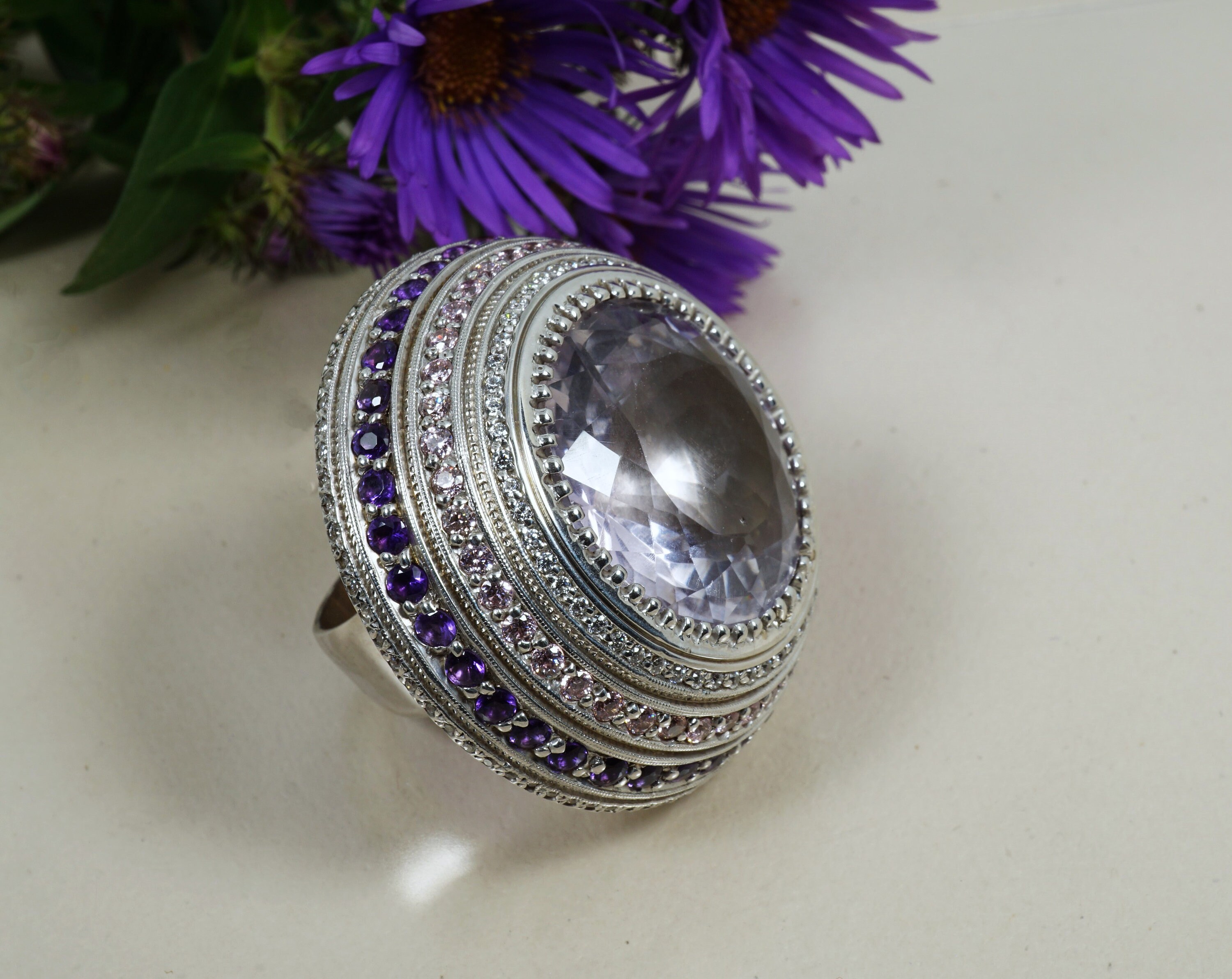 Giant Ring Oversize Ring Very Large Ring Massive Ring 14K White Gold ...