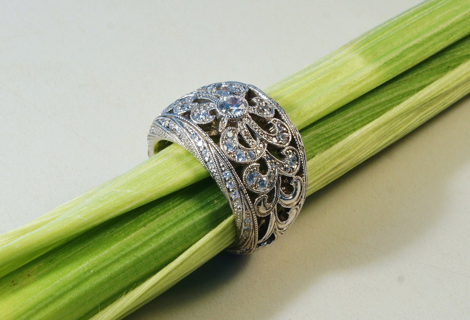 Extremely Large Diamond Ring 18K White Gold Very Big Ring Diamond Ring ...