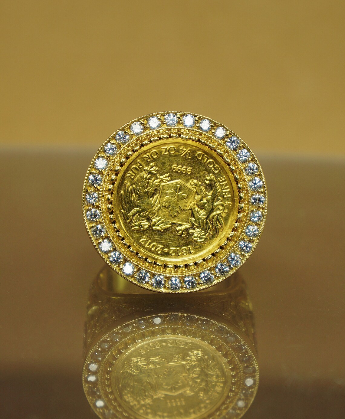 Coin Ring - Big Men's Ring - Signed Ring - Monogram - 18K Gold ...