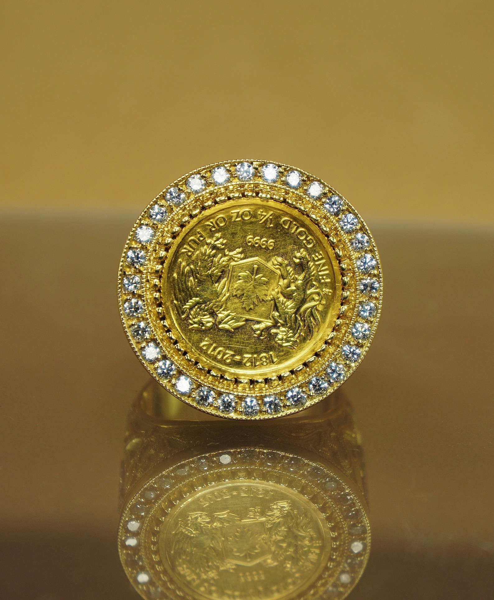 Coin Ring Big Men's Ring Signed Ring Monogram 18K - Etsy Canada