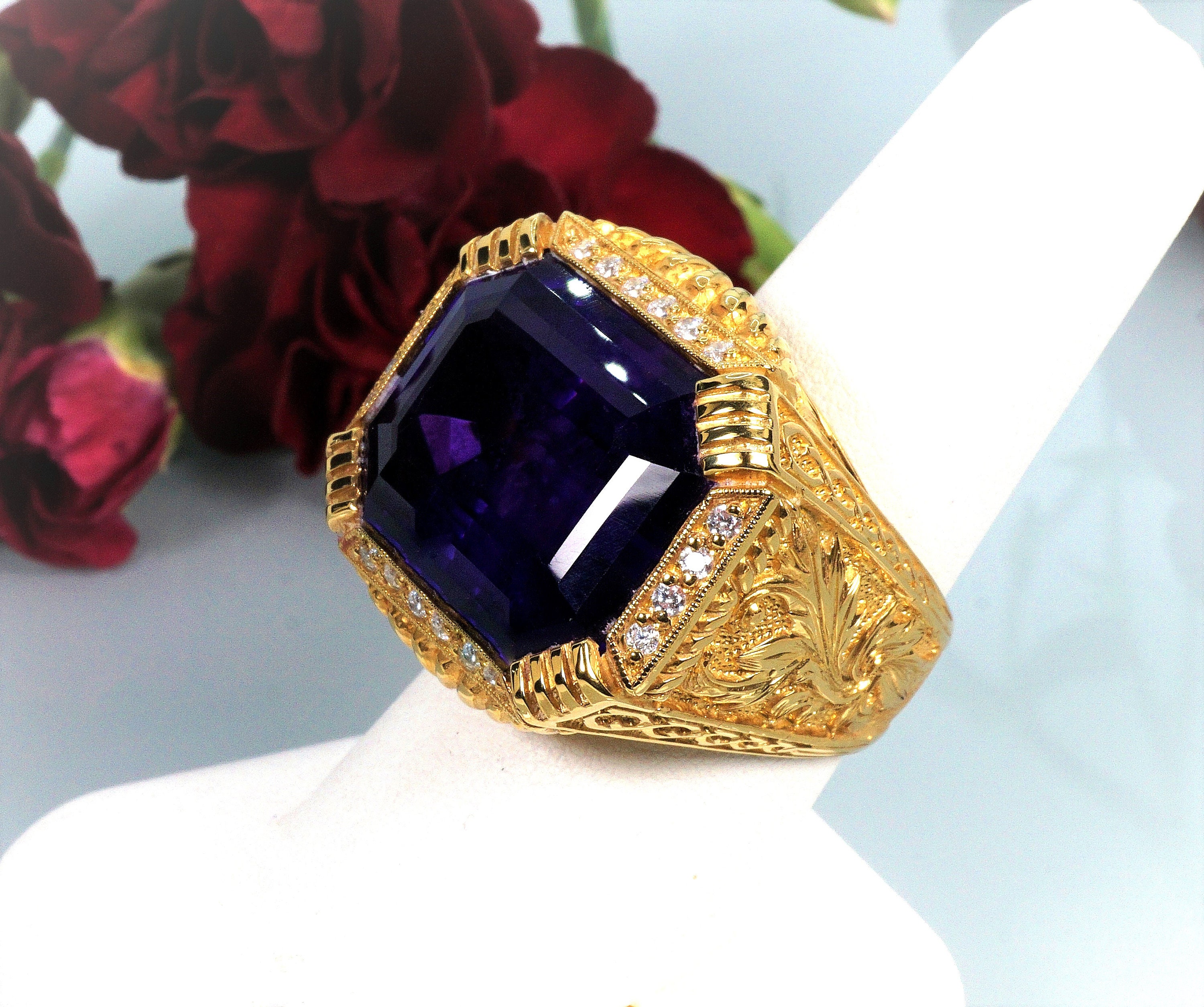 Oversize Ring – Very Big Ring - Large Ring - Gold-diamond Bishop Ring ...