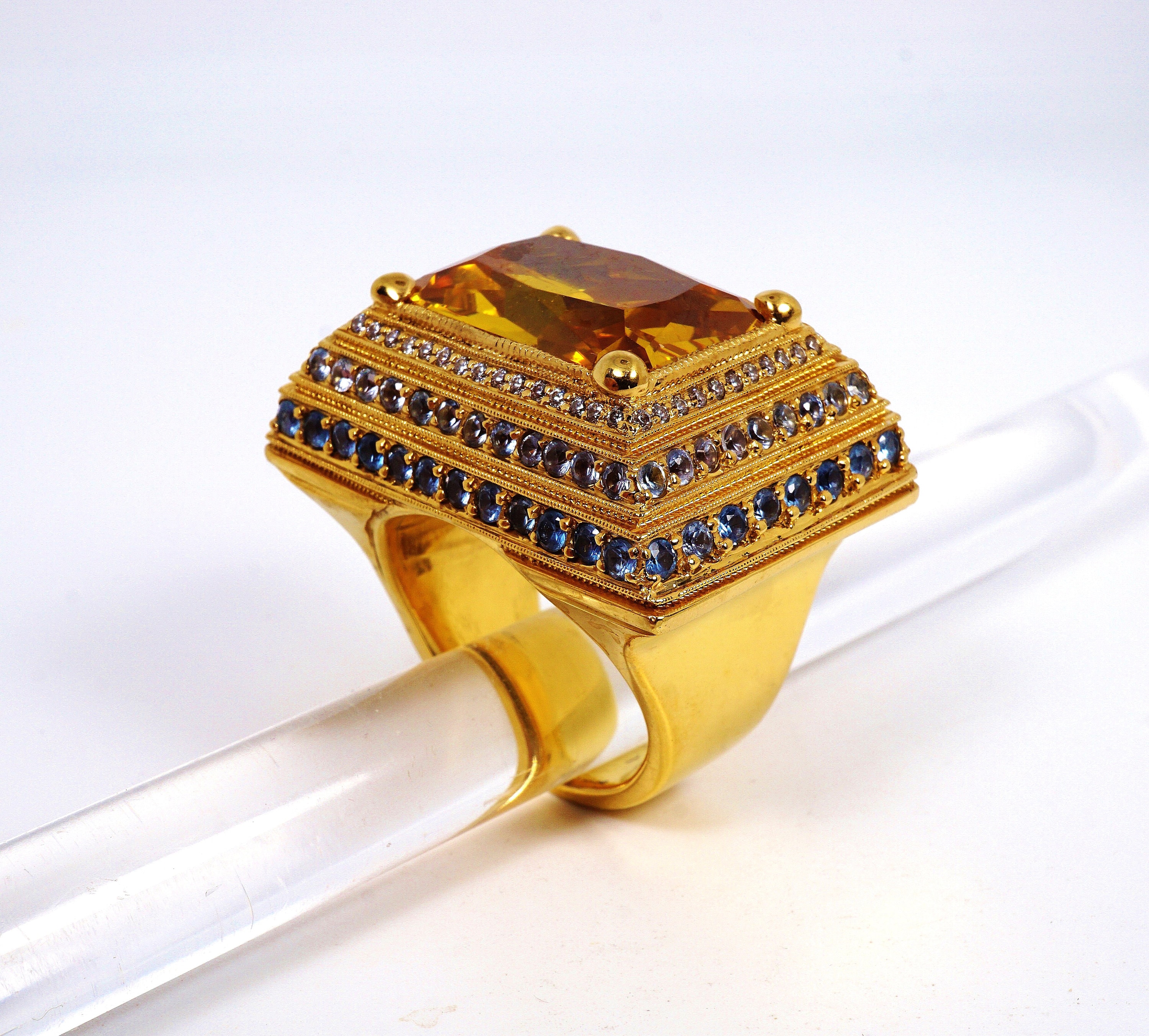 Giant Ring Oversize Ring Very Large Ring 14K Yellow Gold Ring Citrine ...