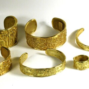 Ancient Cuff 14K Gold Bracelet - Primitive Style Bracelet - Cuff Gold ...