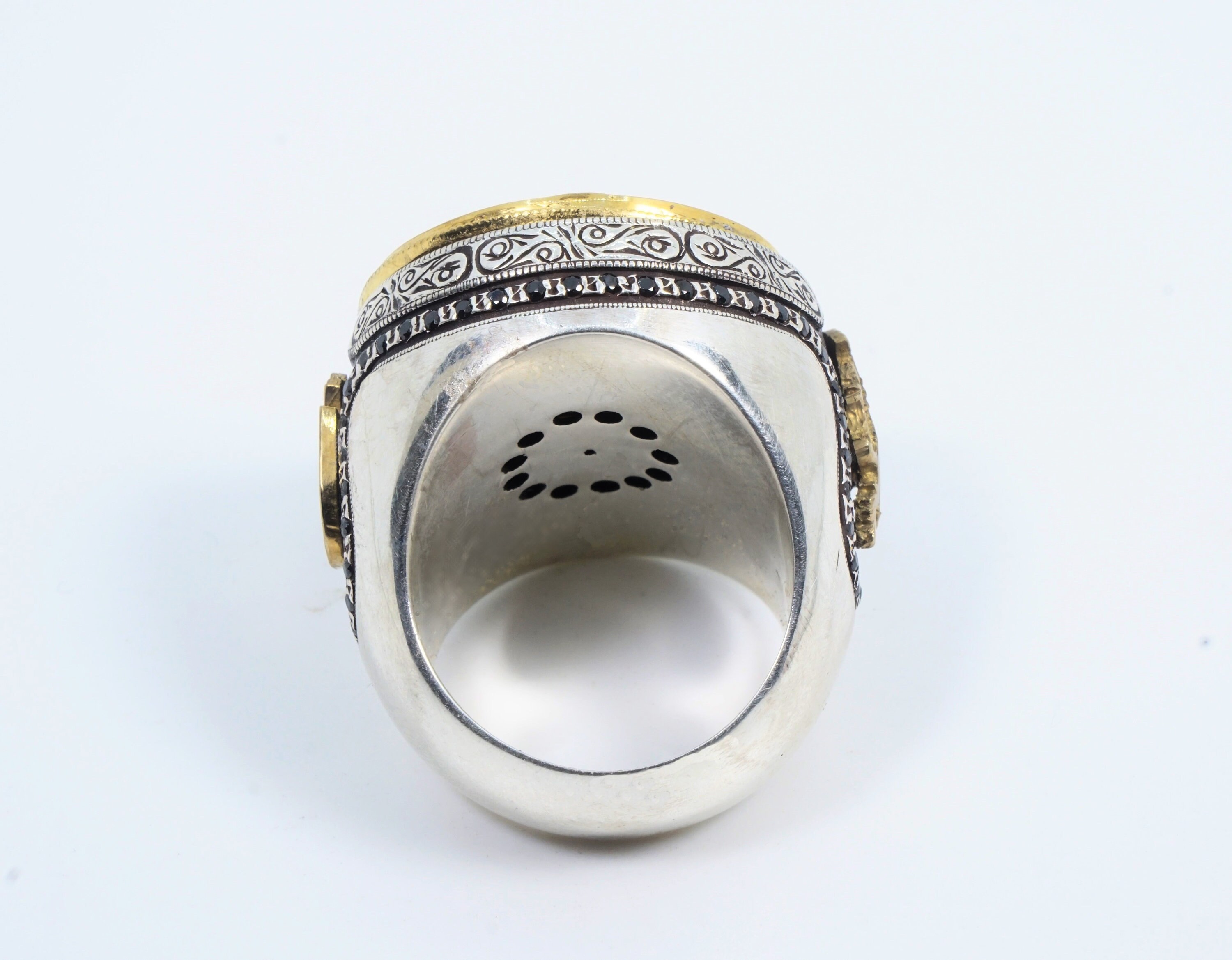 Coin Ring, Big Men Ring, Heavy Ring, Round Ring, 18K Gold 925 Silver ...